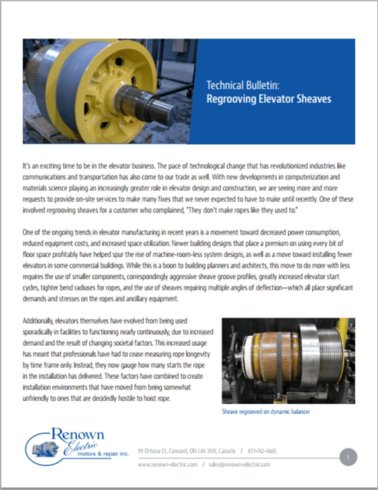 The Importance of Regrooving Elevator Sheaves - Renown Electric